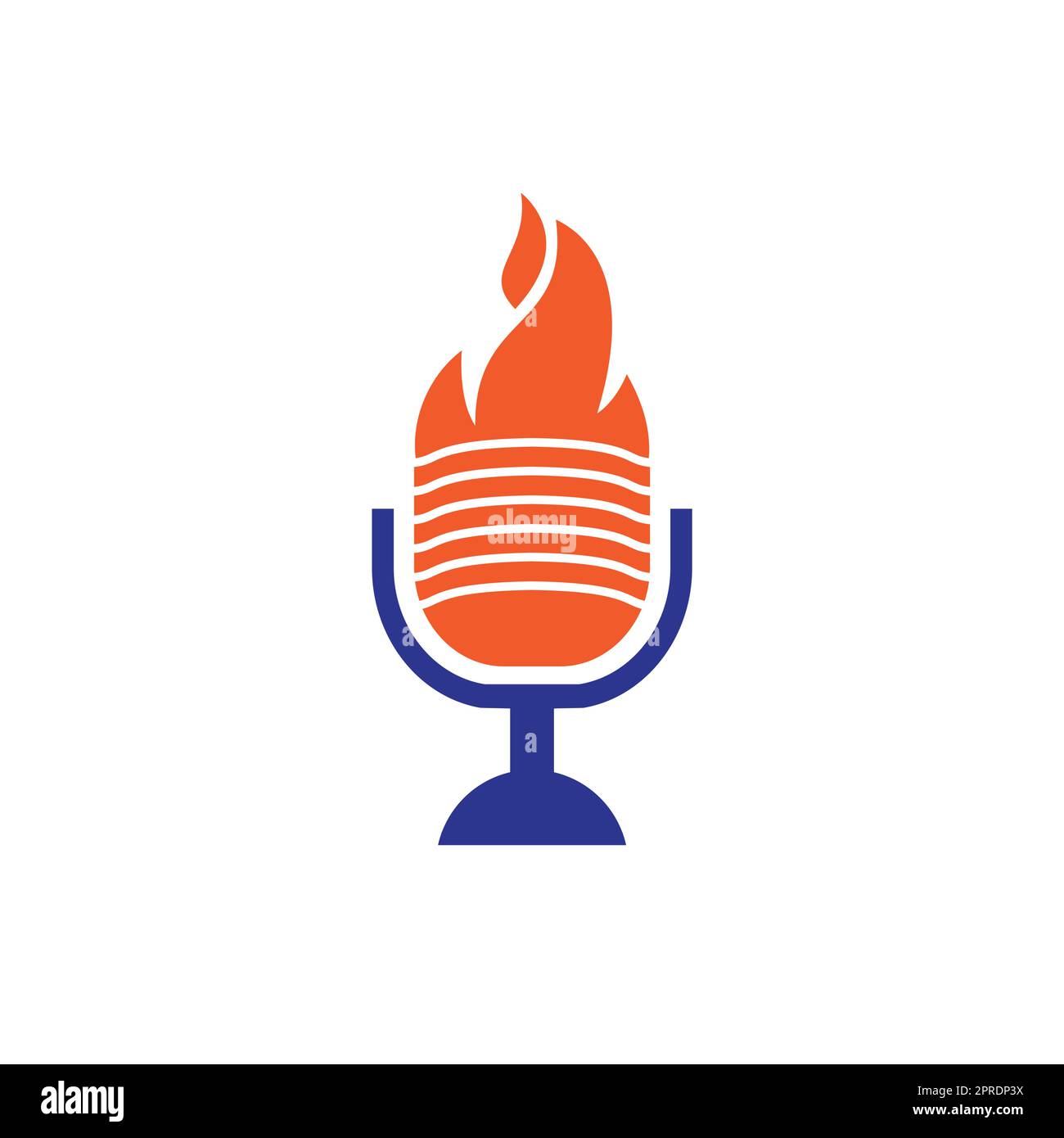 Fire Podcast logo design template. Flame fire podcast mic logo vector ...