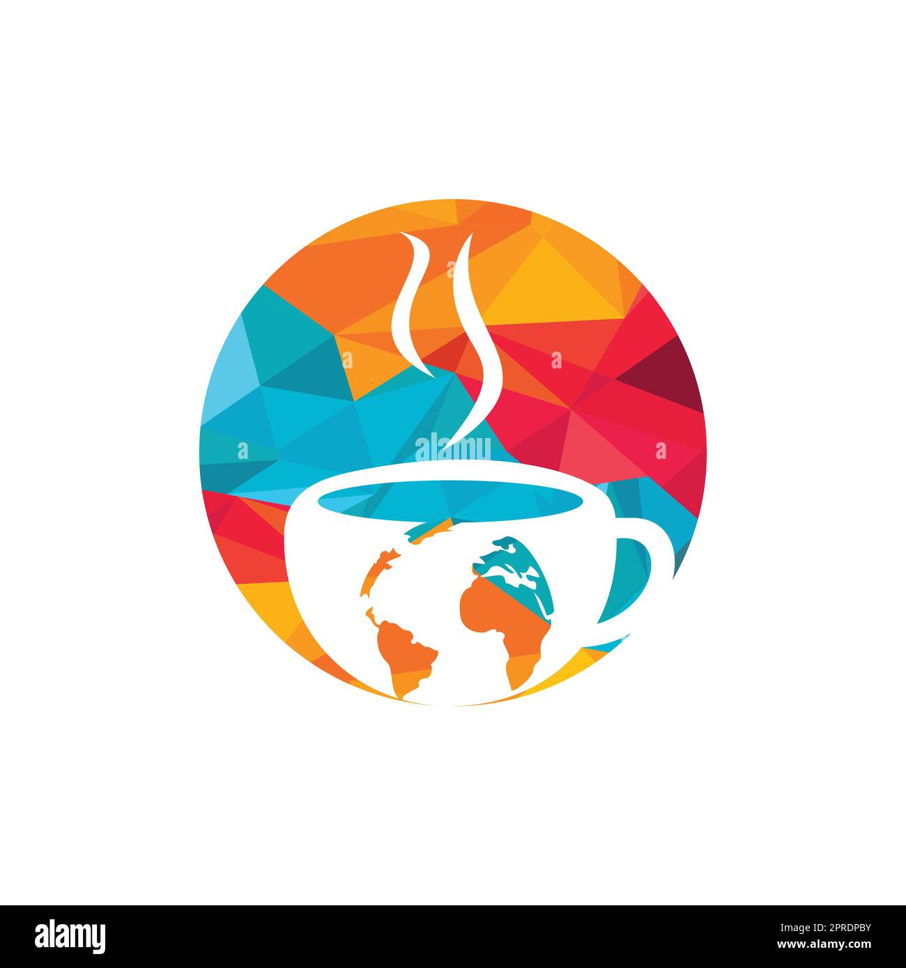 Creative Coffee cup with globe map vector logo design template Stock ...