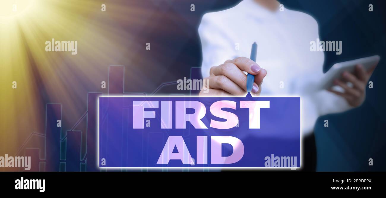 Conceptual display First Aid. Concept meaning Practise of healing small ...