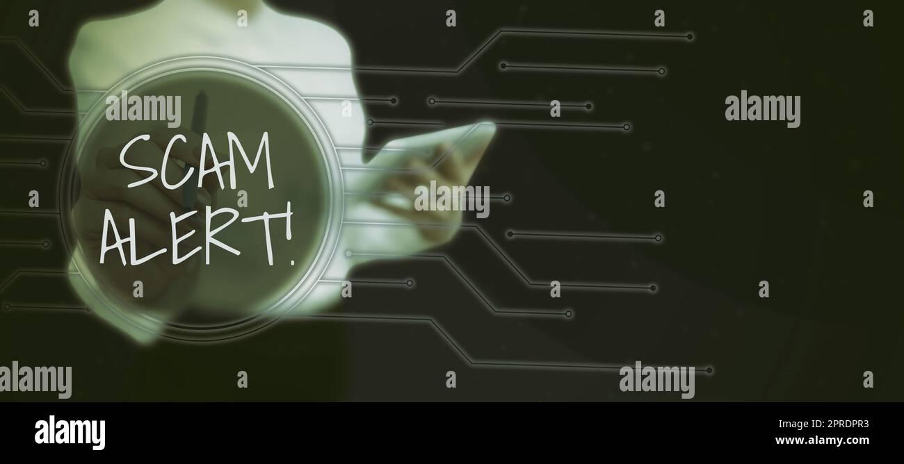 Hand writing sign Scam Alert. Business idea warning someone about ...