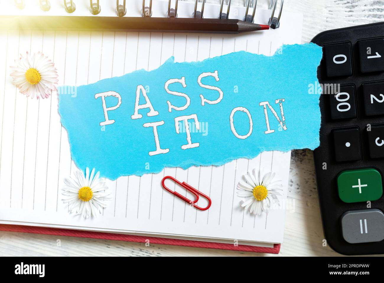 Hand writing sign Pass It On. Business approach Share something with ...