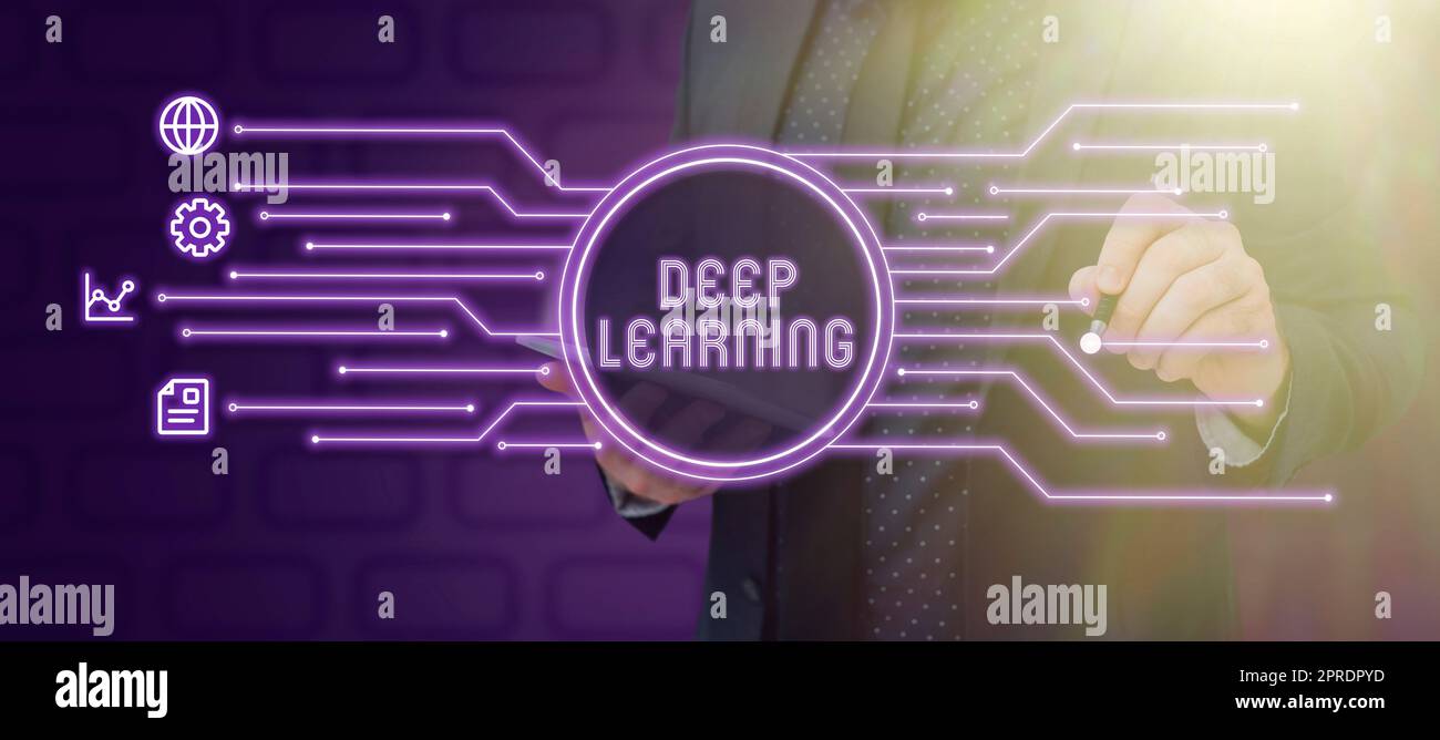 Writing displaying text Deep Learning. Internet Concept Hierarchical Abstractions Artificial ...