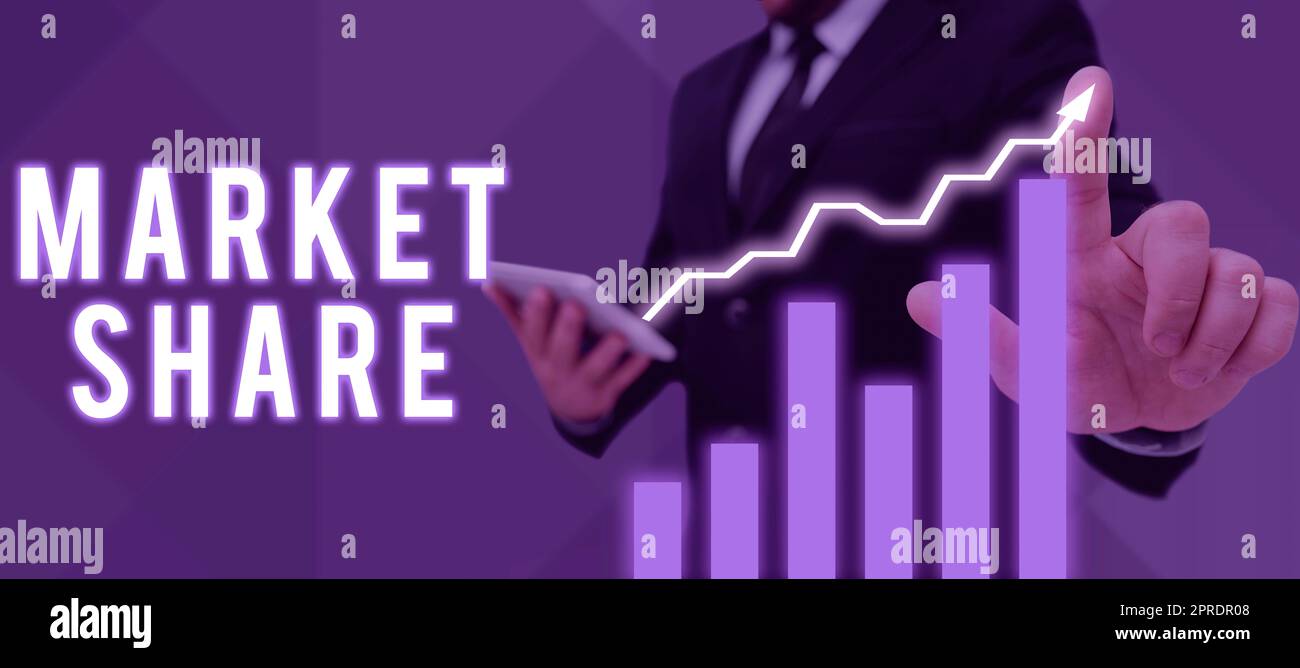 Text caption presenting Market Share. Conceptual photo The portion of a ...