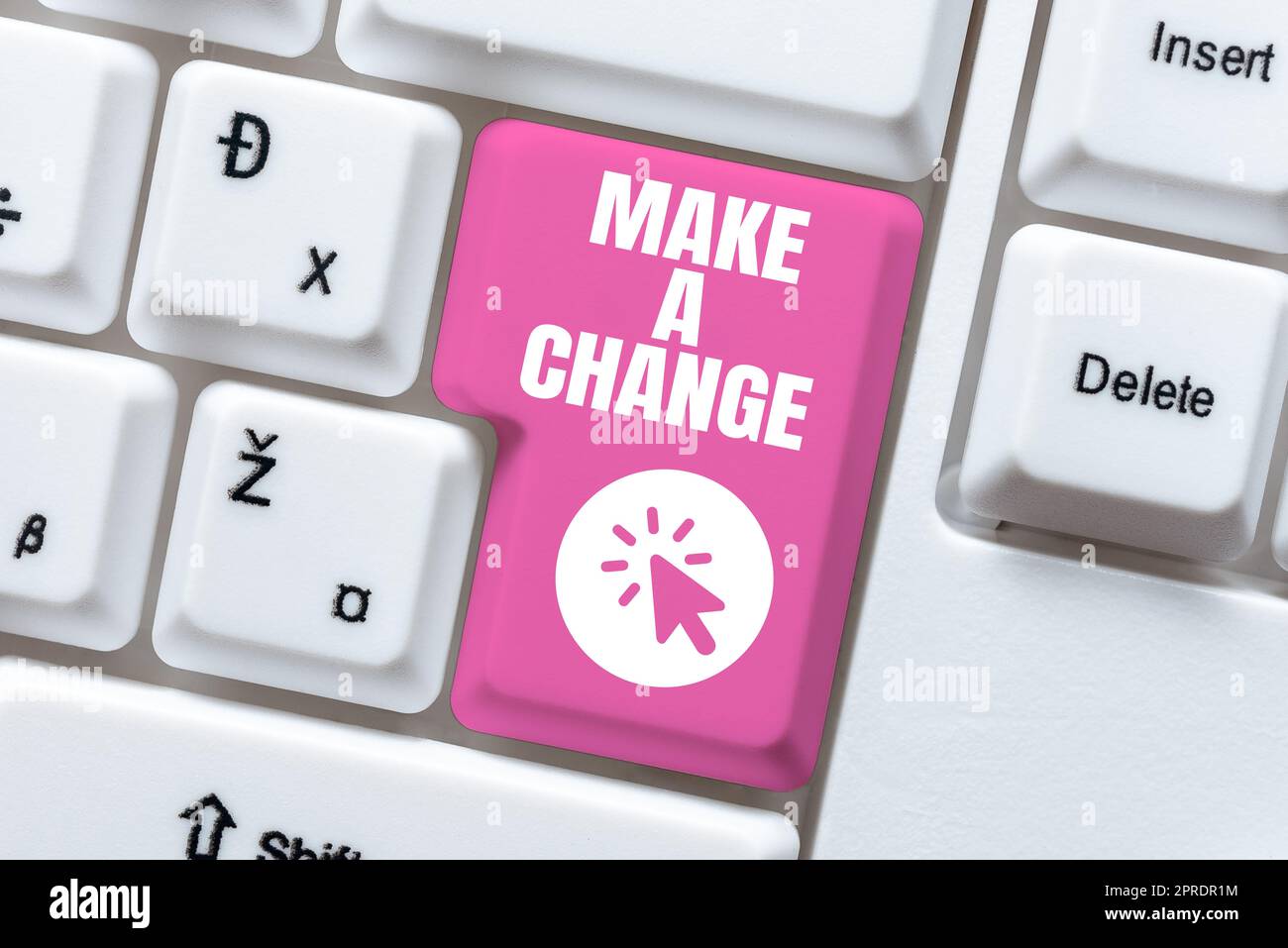 Conceptual caption Make A Change. Business overview Try new thing ...