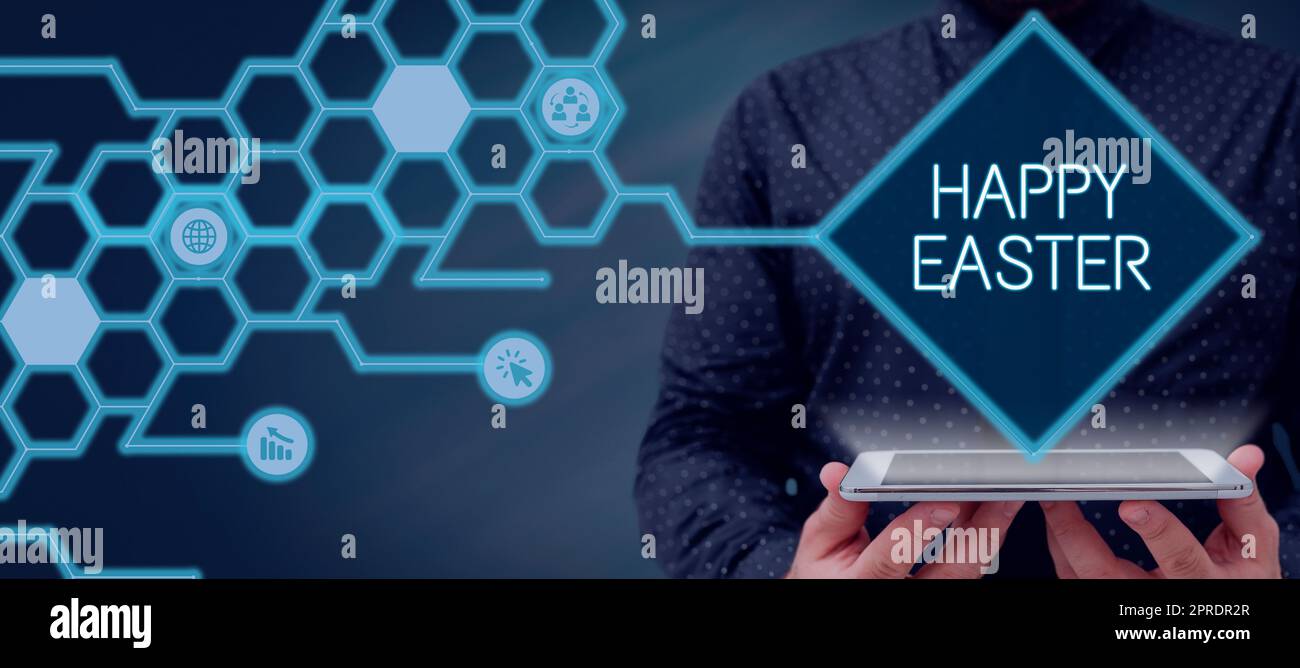 Text showing inspiration Happy Easter. Internet Concept Christian feast ...