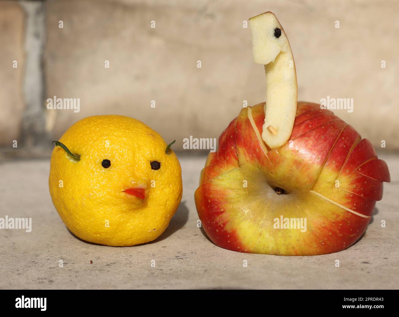 Animal-shaped decorations made of fruits Stock Photo - Alamy