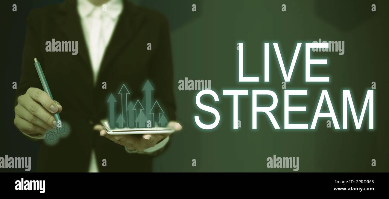 Conceptual display Live Stream. Internet Concept transmit or receive ...