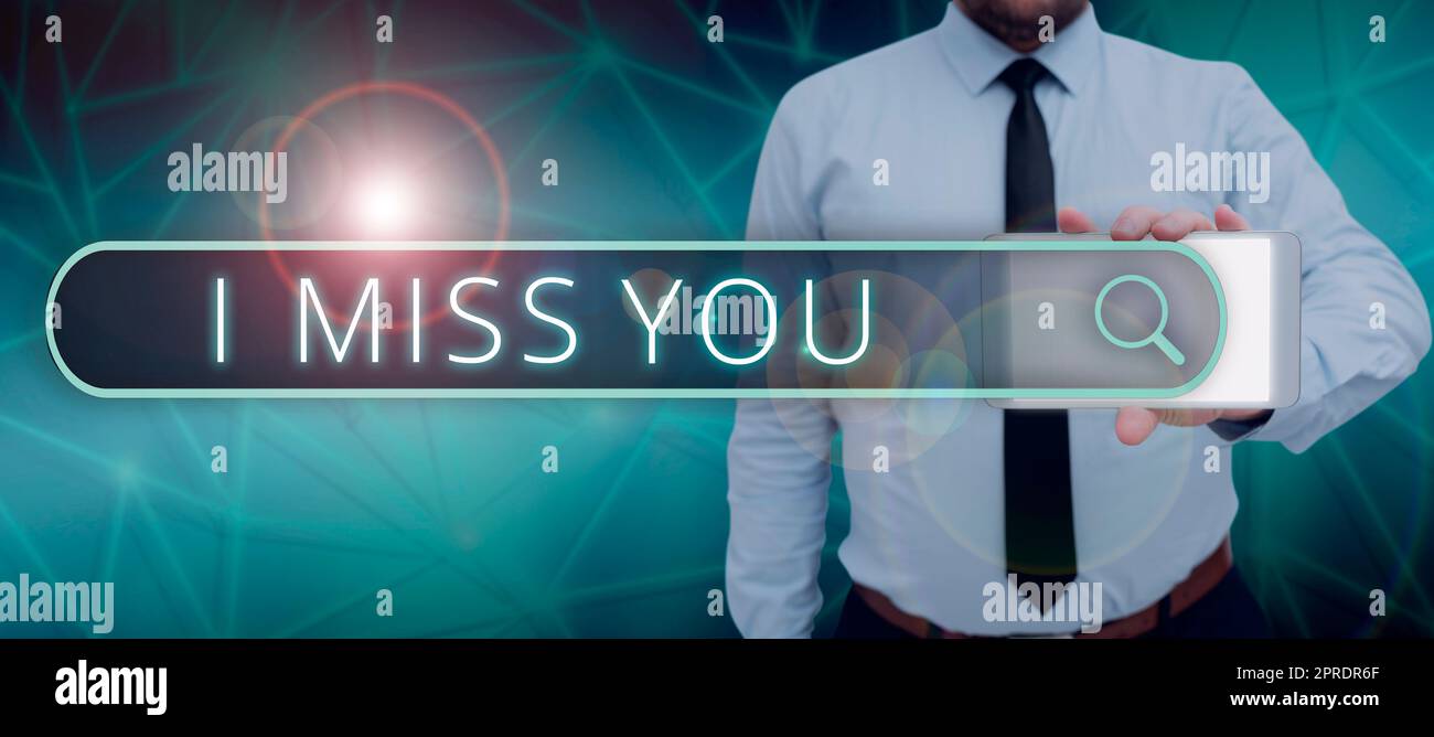 Hand writing sign I Miss You. Business overview Feeling sad because you ...