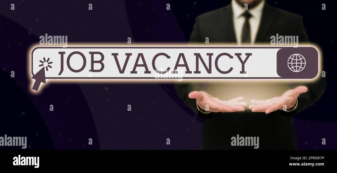 Text caption presenting Job Vacancy. Concept meaning empty or available ...