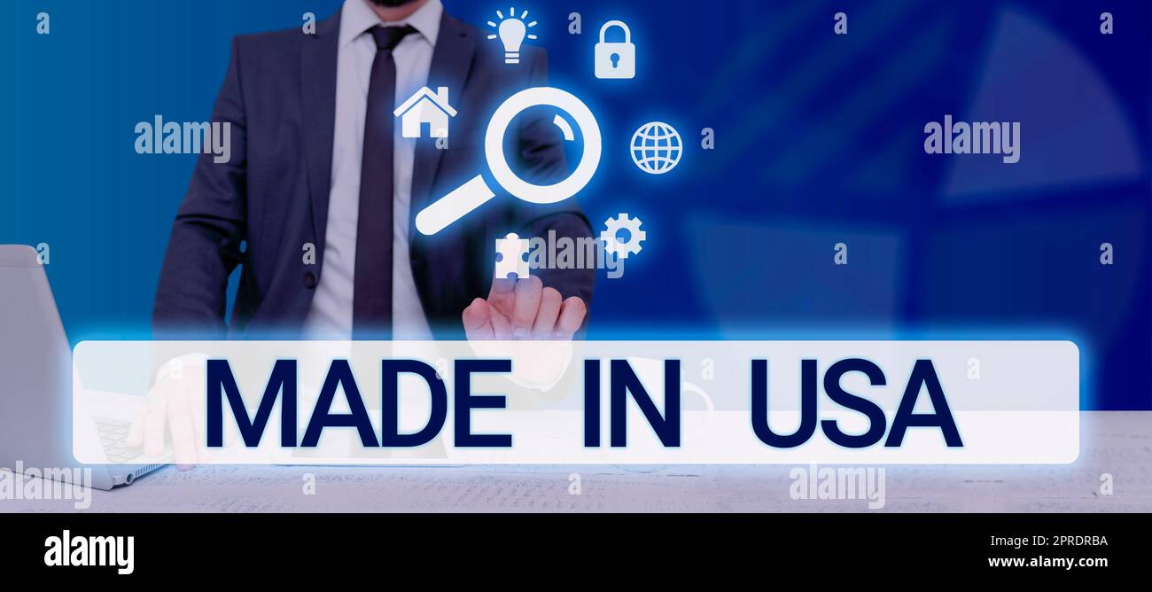 Handwriting text Made In Usa. Word for American brand United States ...
