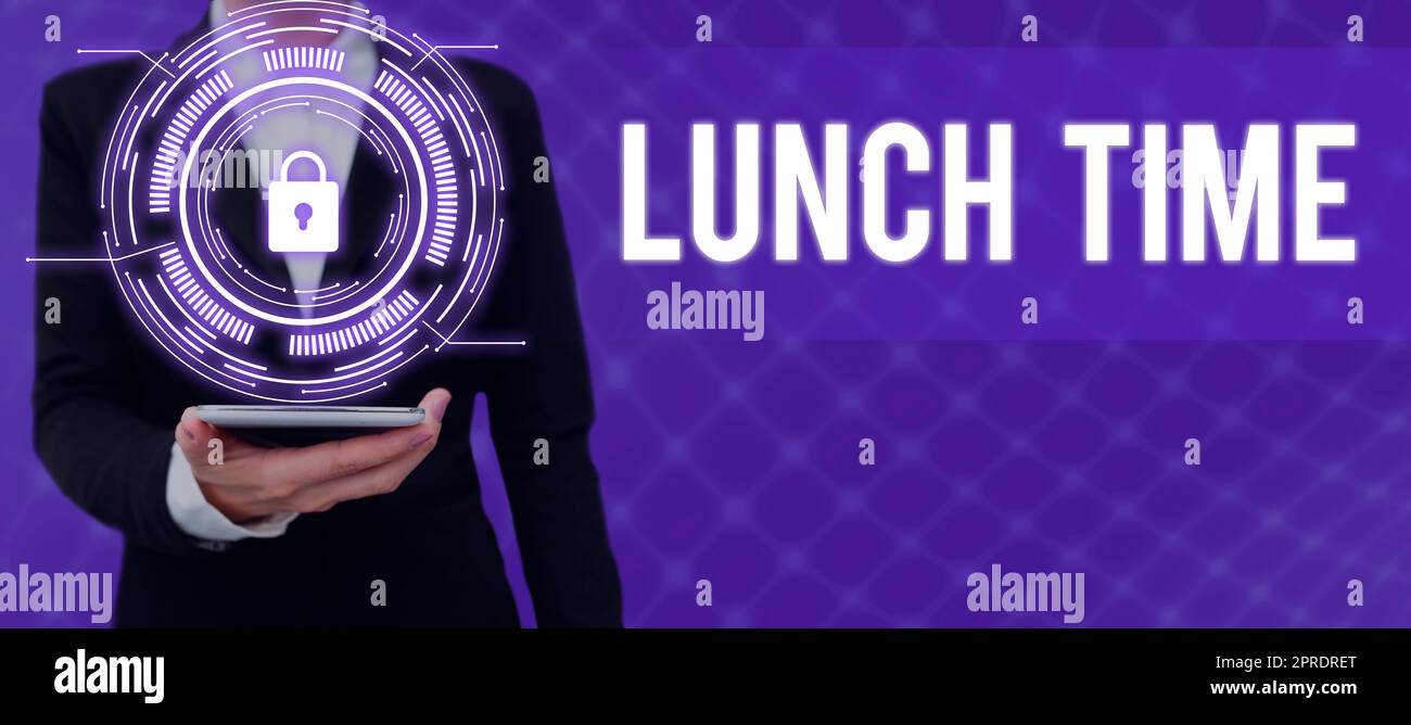 Conceptual display Lunch Time. Business concept Meal in the middle of ...
