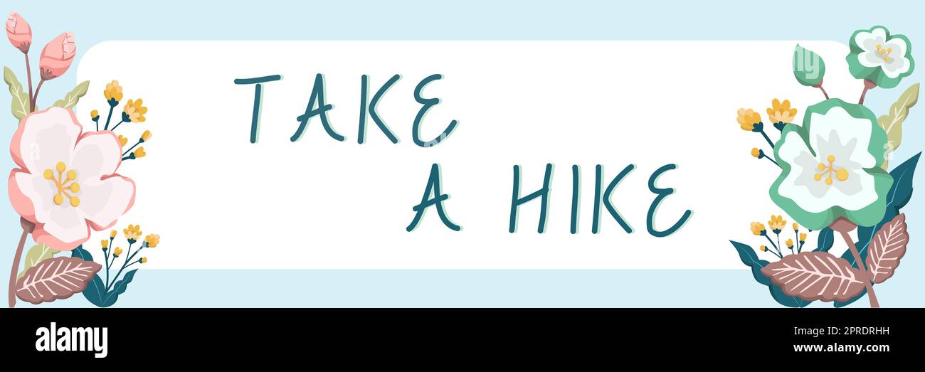 Text caption presenting Take A Hike. Business overview Go on an ...