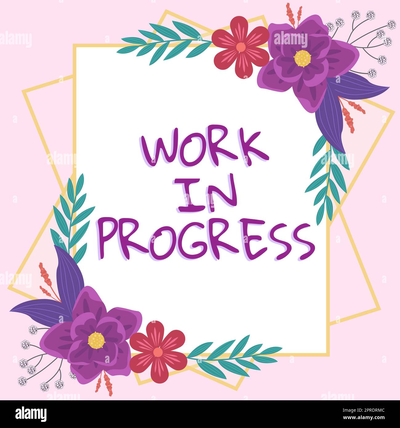 Text caption presenting Work In Progress. Business overview Job still ...