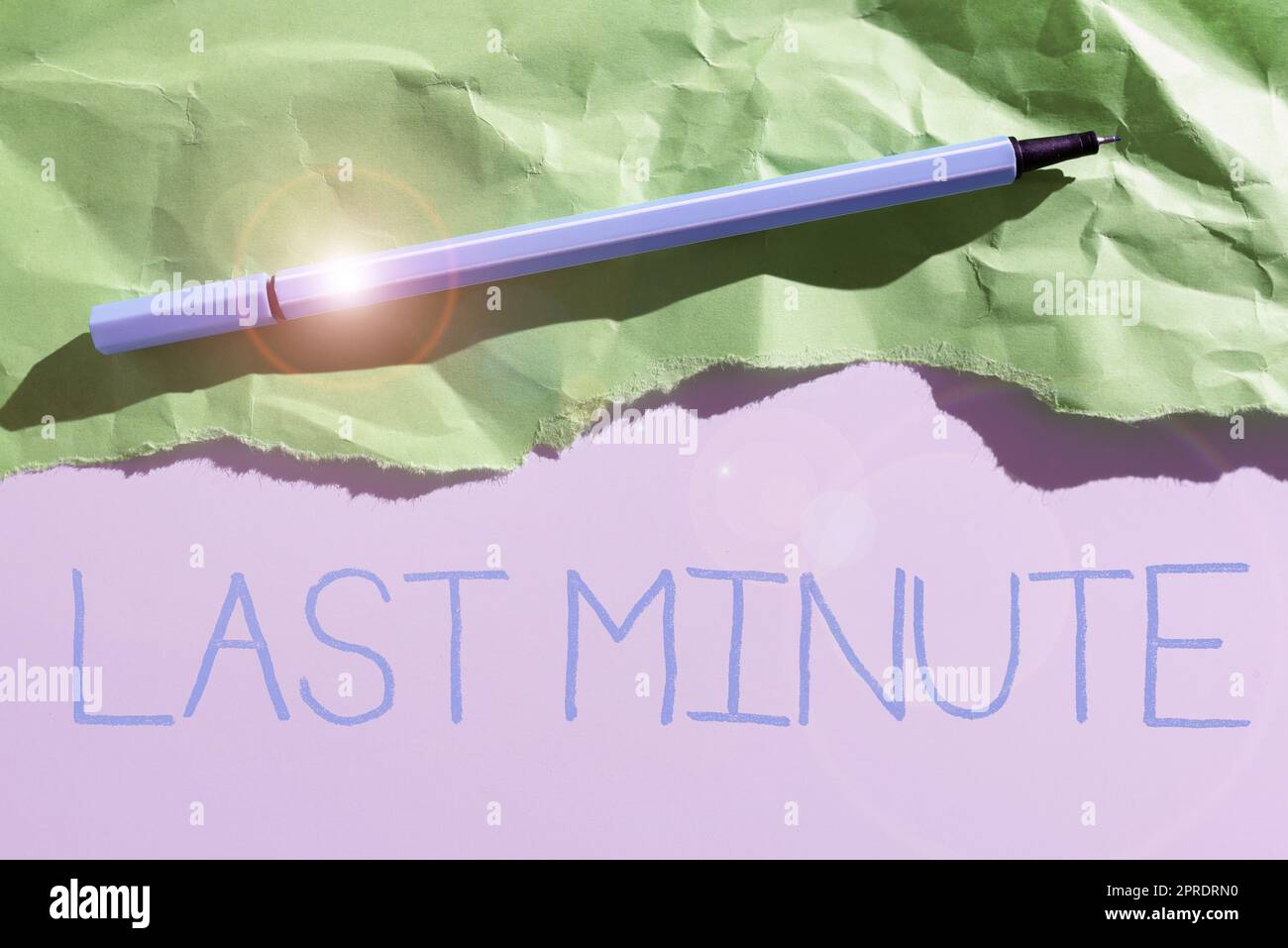 Conceptual caption Last Minute. Word for done or occurring at the ...