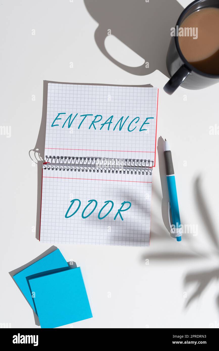 Conceptual caption Entrance Door. Word for Way in Doorway Gate Entry ...