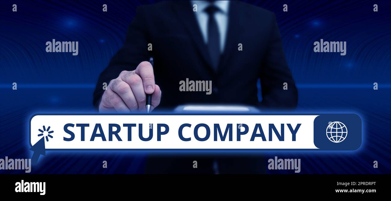 Hand writing sign Startup Company. Business overview Newly emerged ...