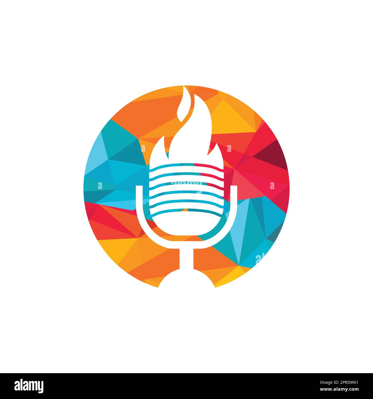 Fire Podcast logo design template. Flame fire podcast mic logo vector ...