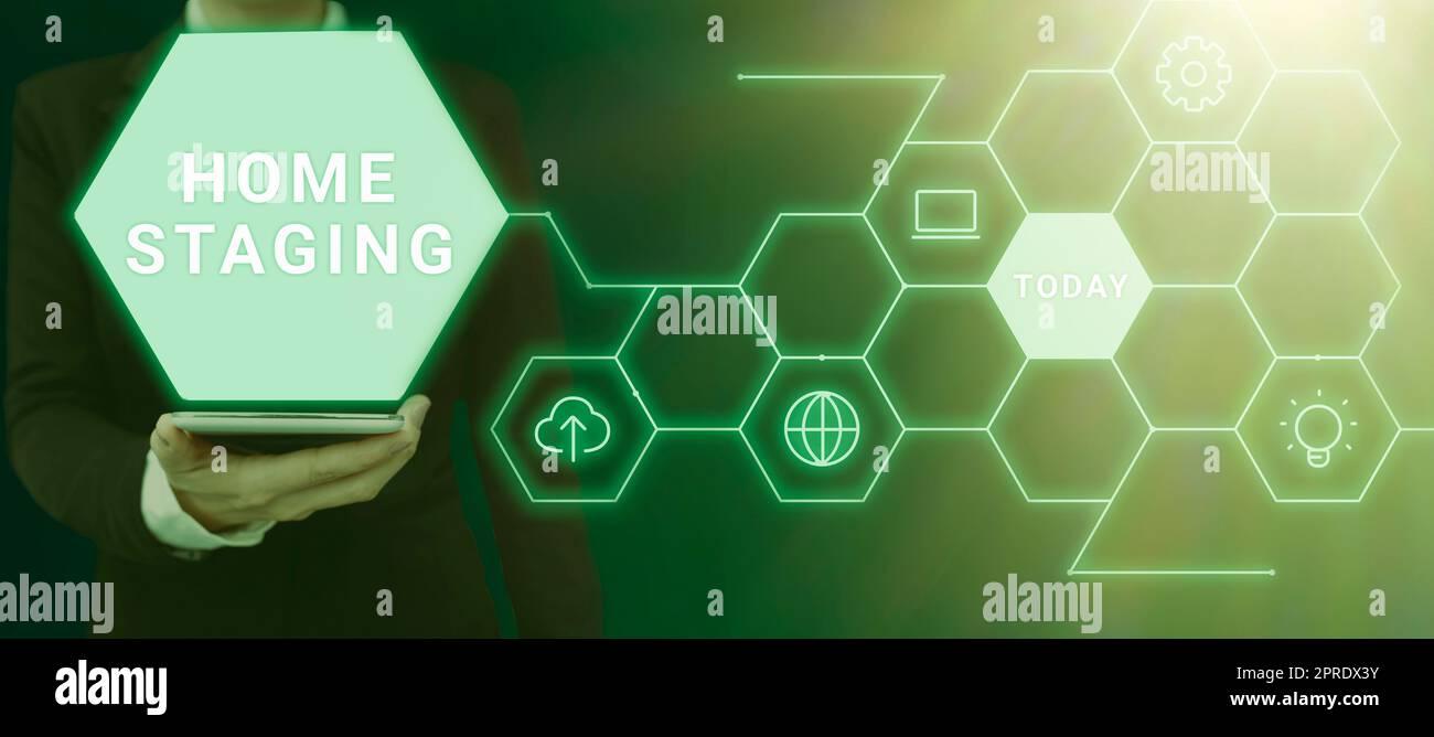 Inspiration showing sign Home Staging. Word Written on Act of preparing ...