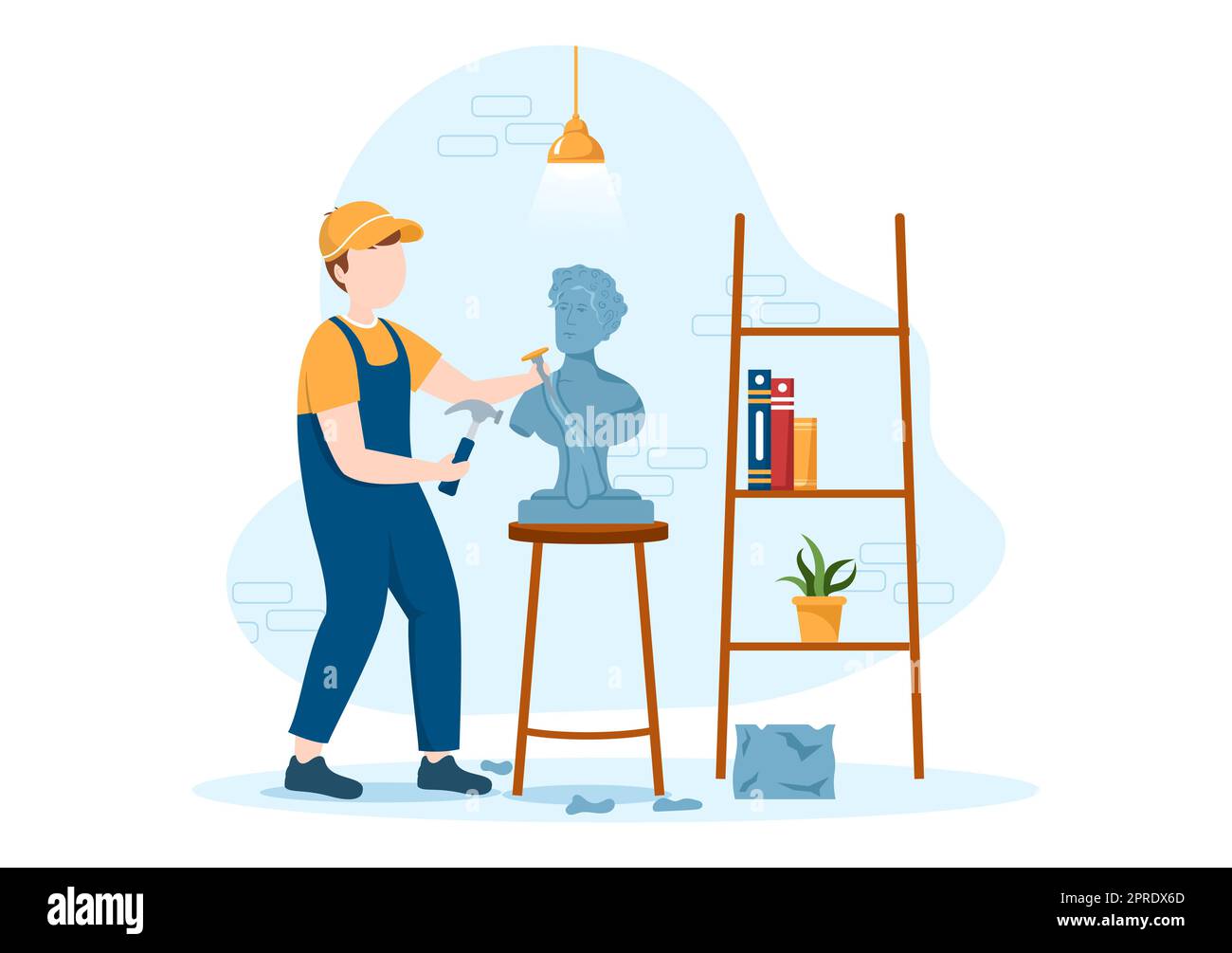 a Sculptor is Carving Sculpture to Form a Work and Will be on Display ...