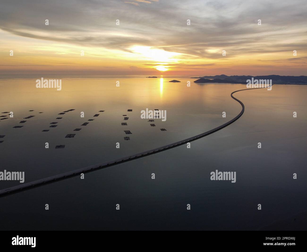 Aerial view Penang Second Bridge in dramatic sunset hour Stock Photo ...