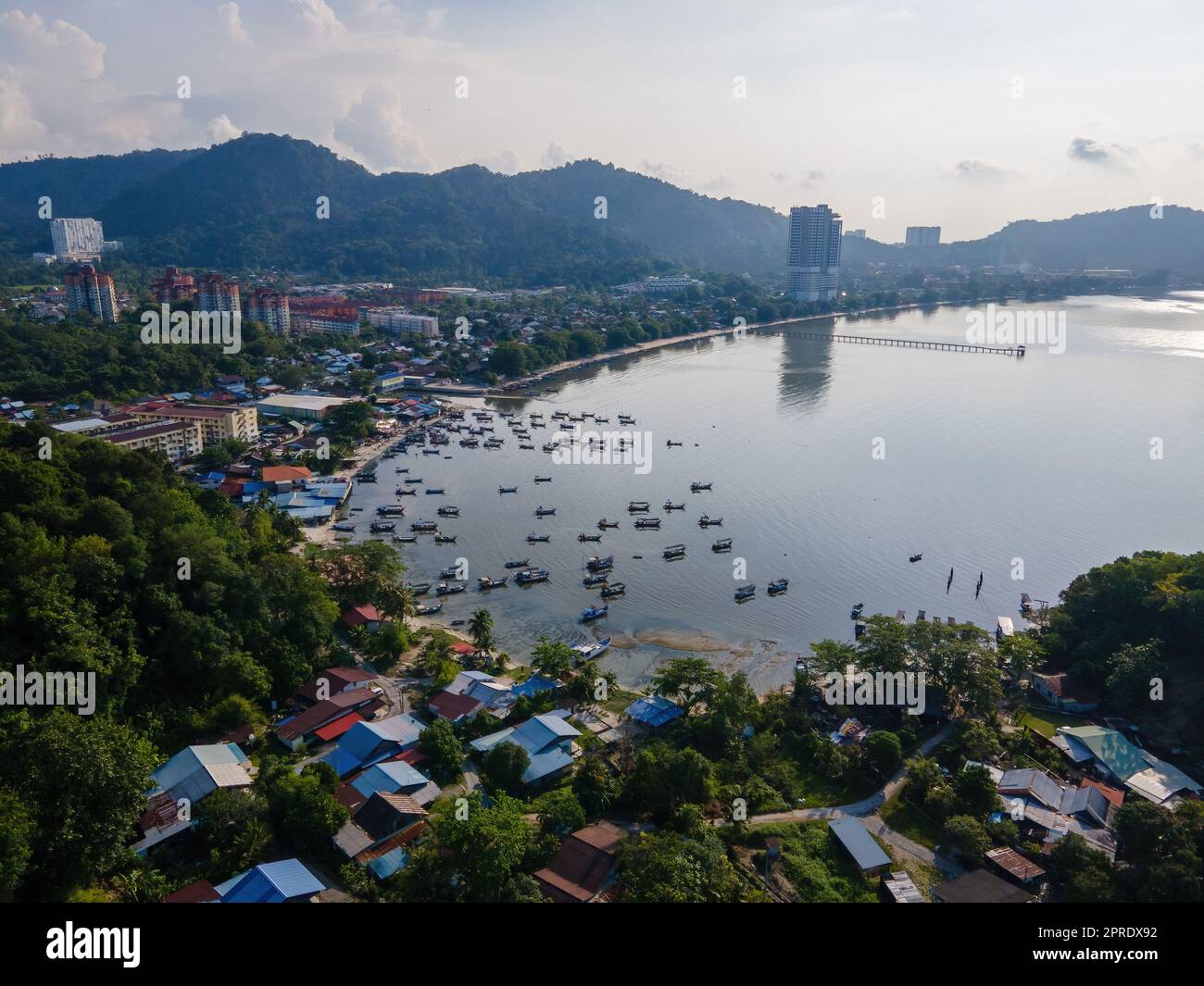 Aerial view fishing village Gertak Sanggul, Pulau Pinang Stock Photo ...