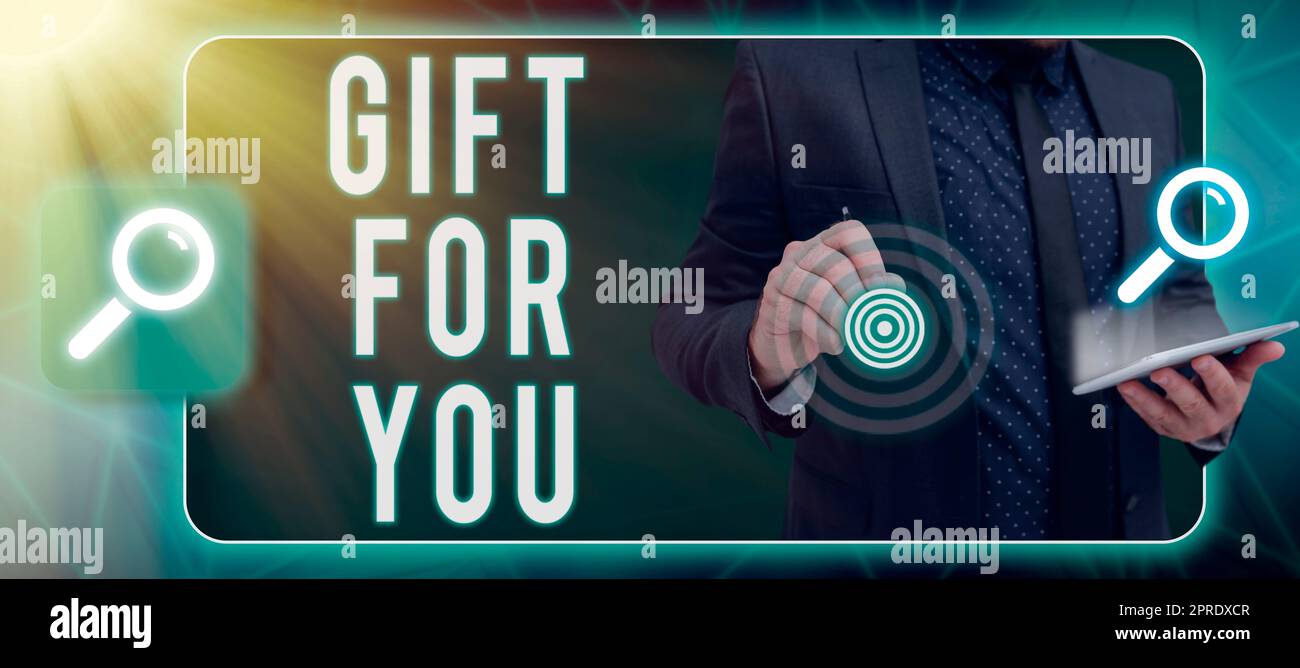 Handwriting text Gift For You. Business overview To receive a present ...
