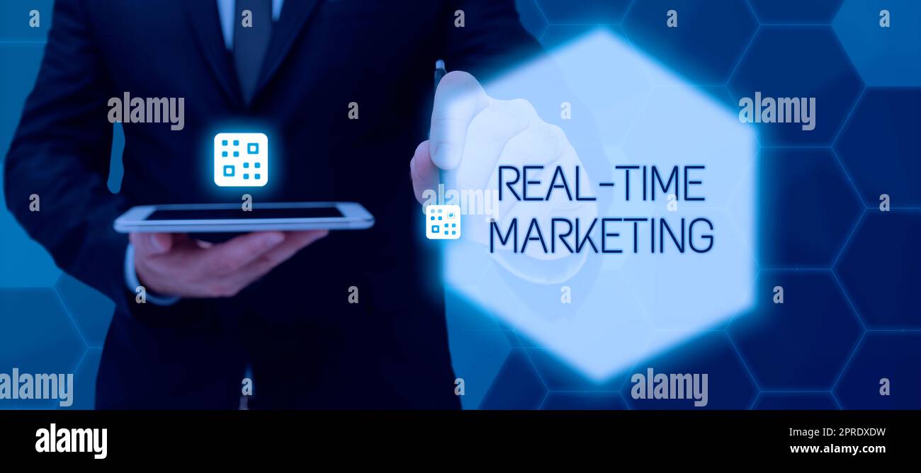 Writing displaying text Real Time Marketing. Business concept Creating ...