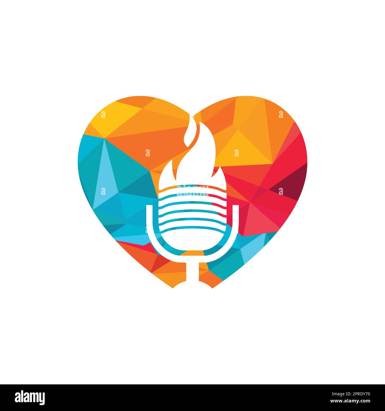 Fire Podcast logo design template. Flame fire podcast mic logo vector ...