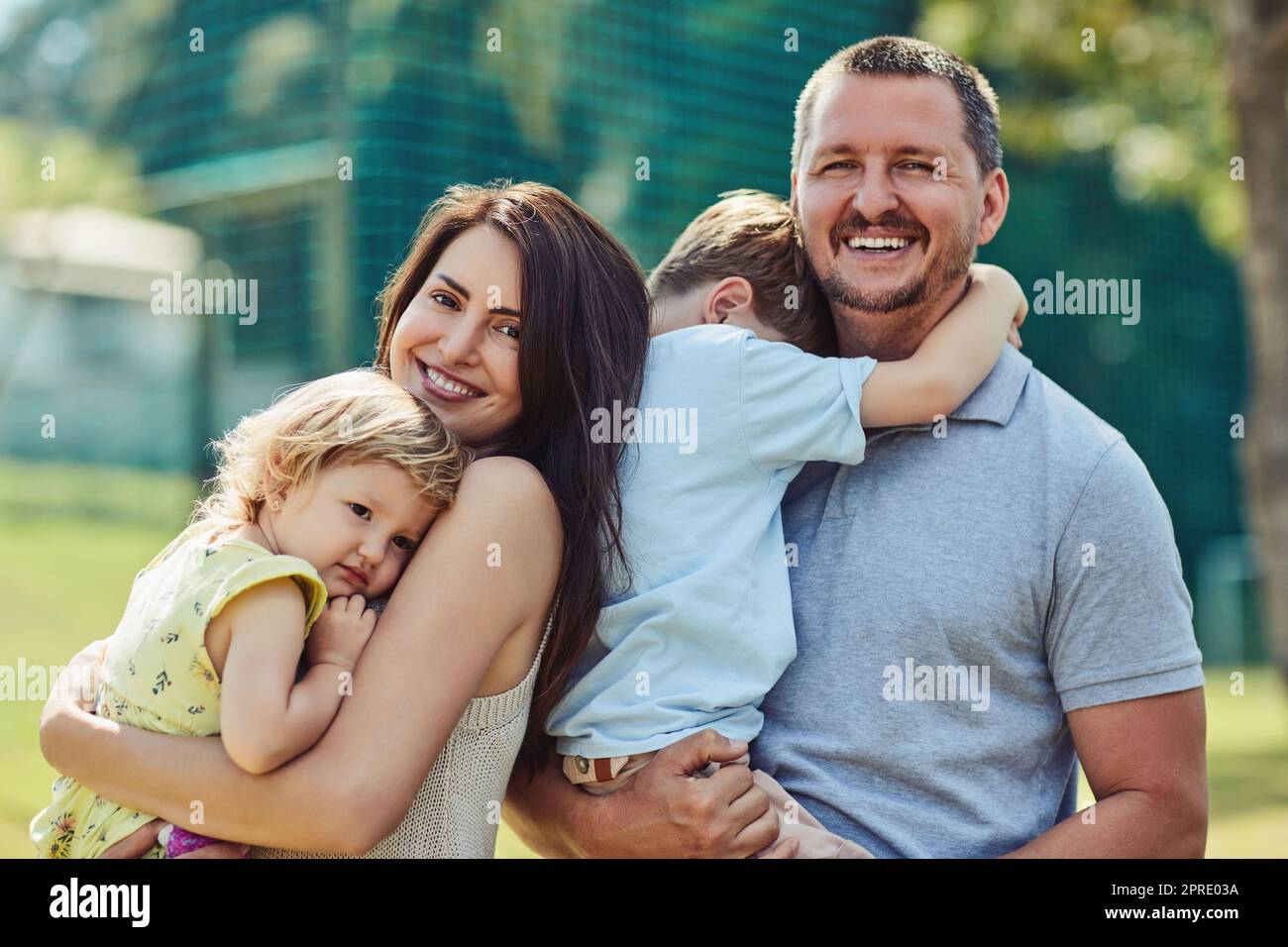 Family offer the best comfort. Portrait of a happy family bonding ...