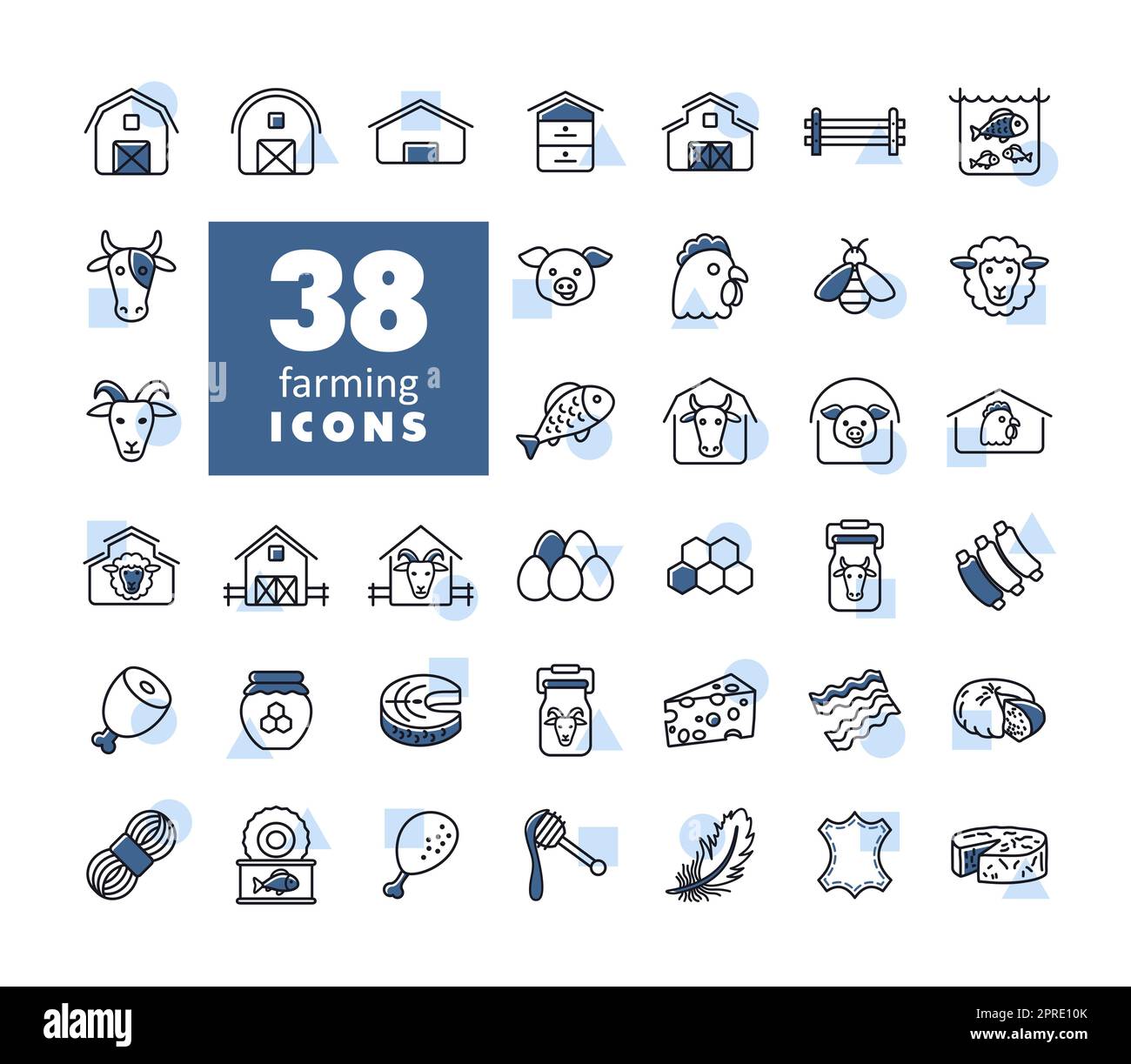 Farm animal isolated icons set. Animal food sign. Graph symbol for your ...