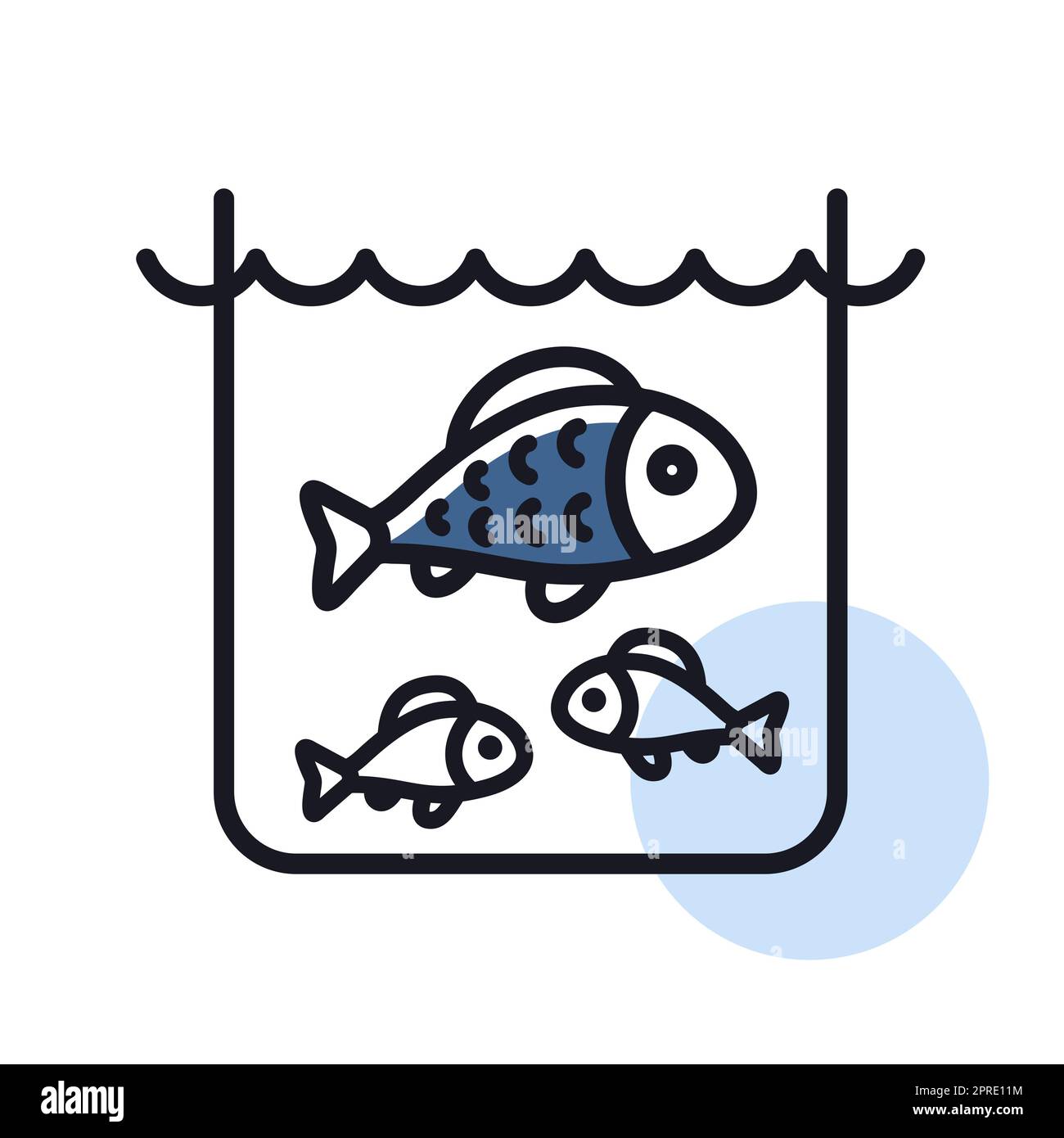 Fish in a pond or aquarium isolated icon. Farm animal sign. Graph ...