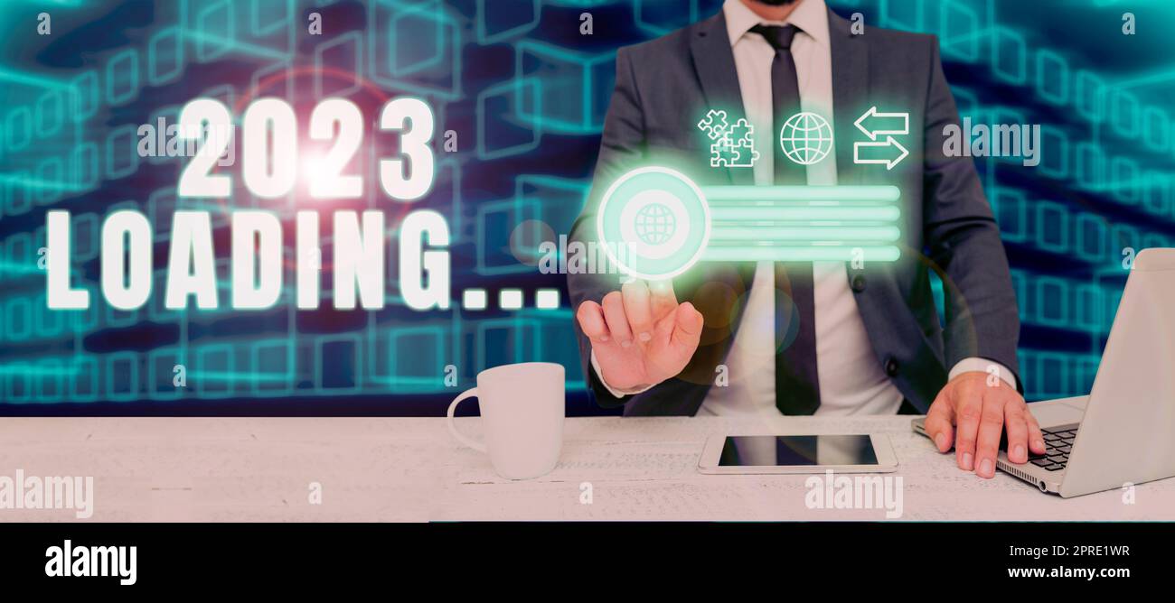 Conceptual display 2023 Loading..., Business approach a year composed of a series of events that ...