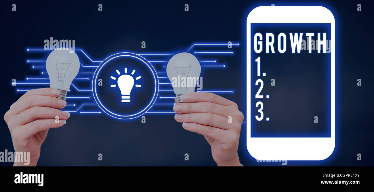 Writing displaying text Growth, Business showcase progressive acquisition of various skills ...