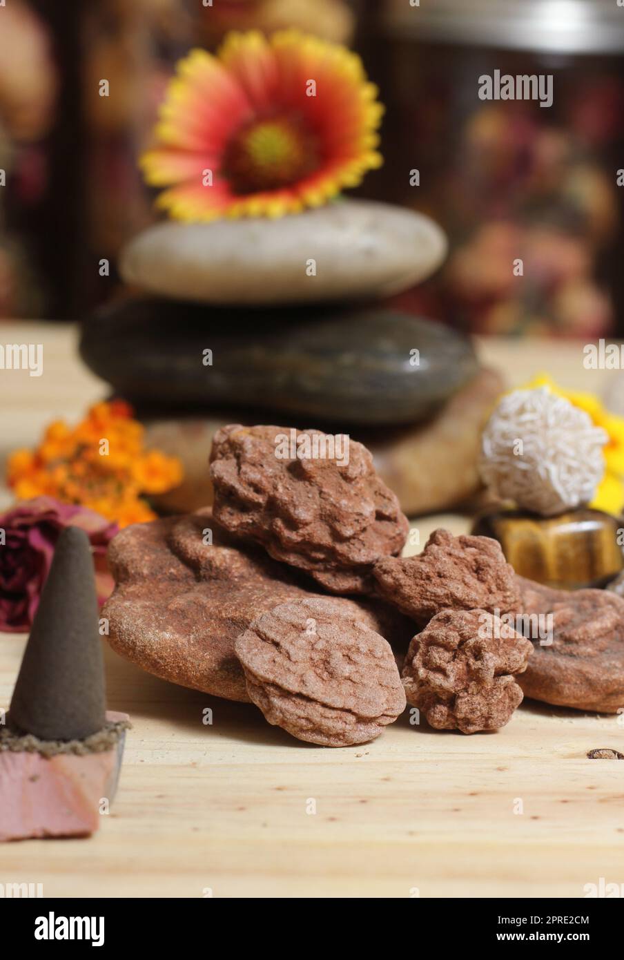 Desert Rose Rocks From Oklahoma on Meditation Table Stock Photo - Alamy
