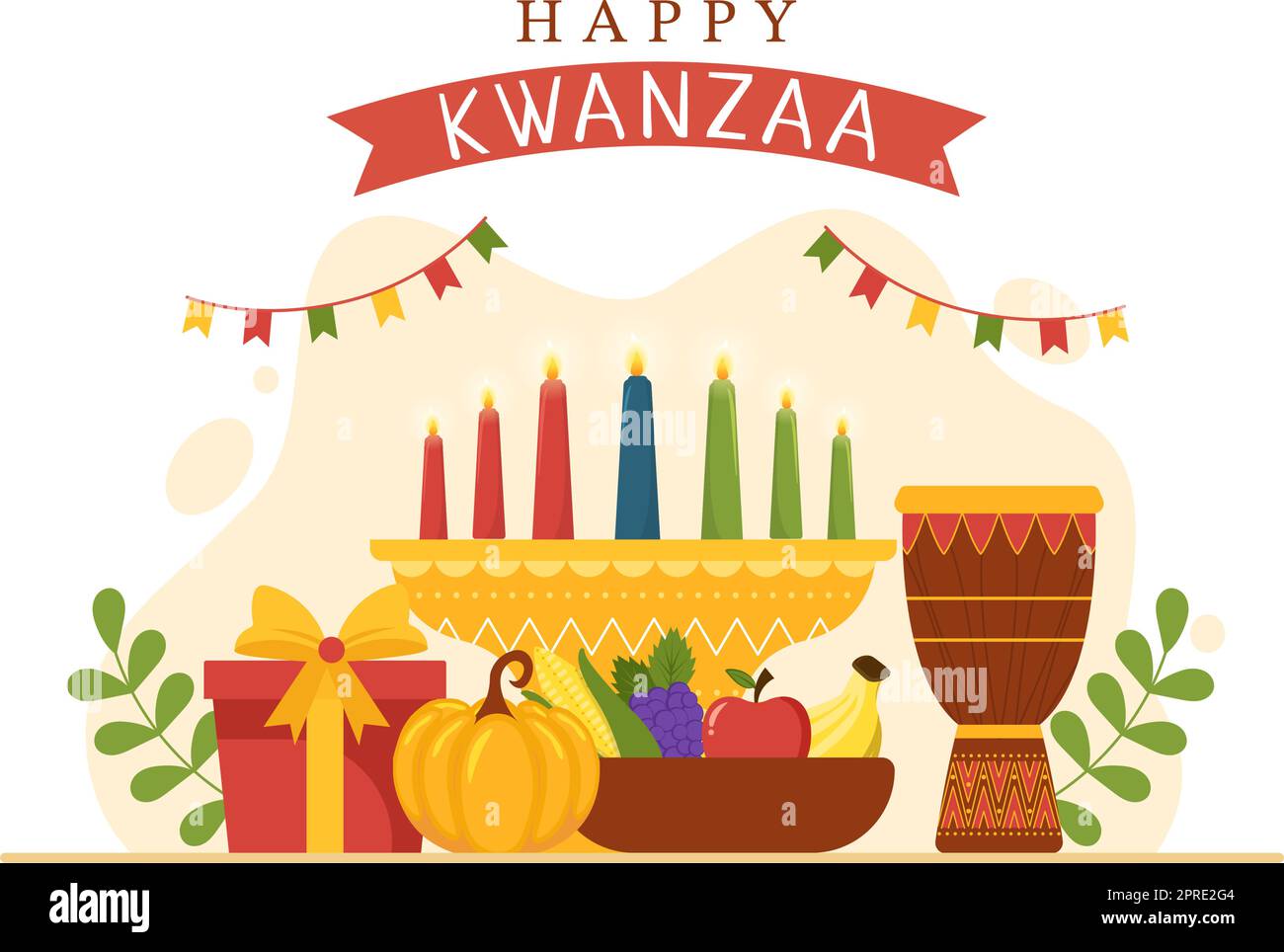 Happy Kwanzaa Holiday African Template Hand Drawn Cartoon Flat ...