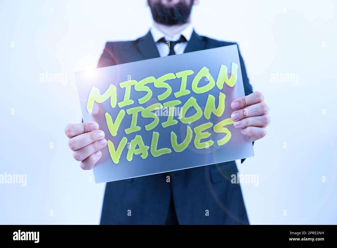 Hand writing sign Mission Vision Values, Concept meaning company ...