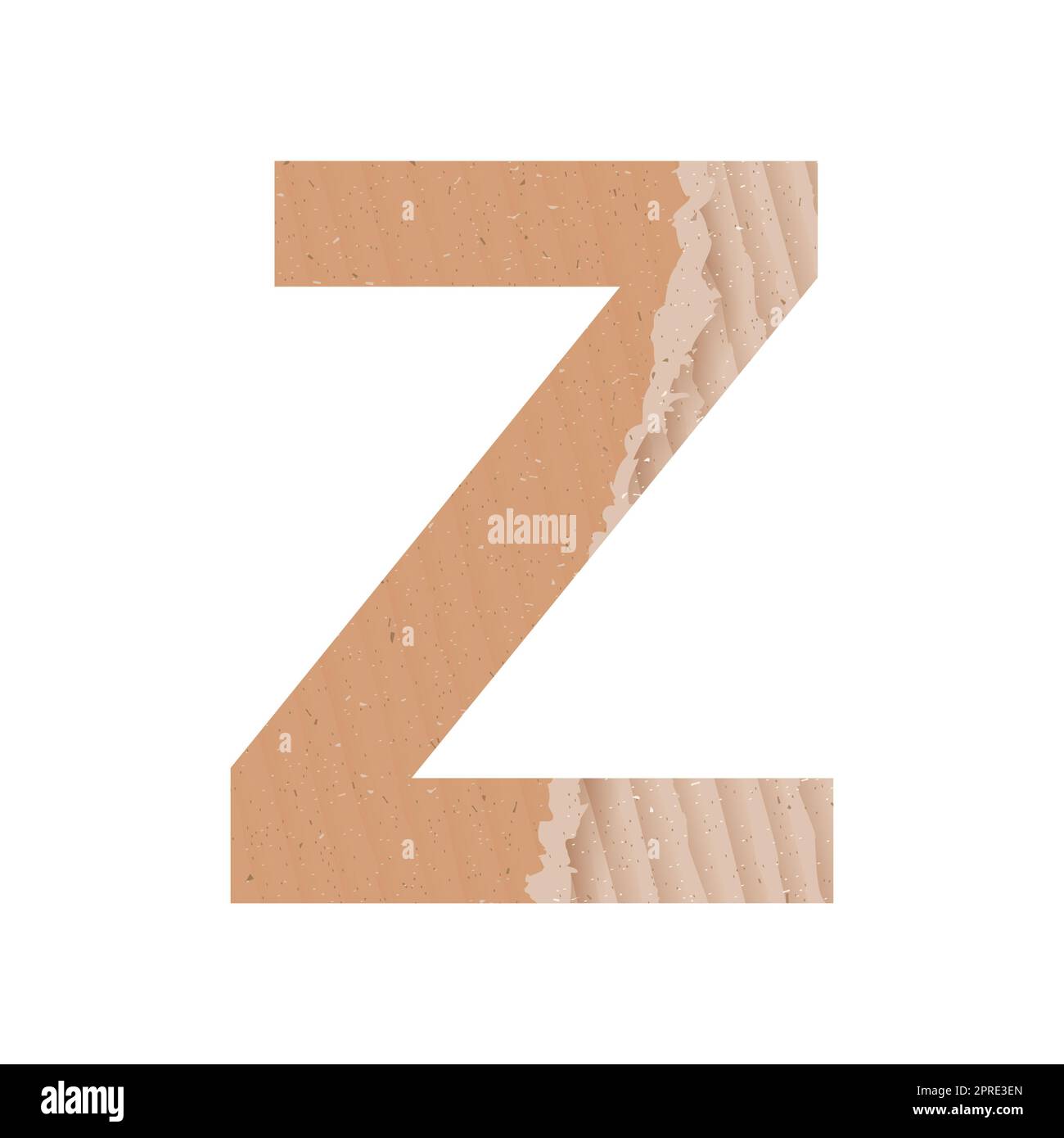 Letter Z of the English alphabet, gray paper cardboard texture on white ...