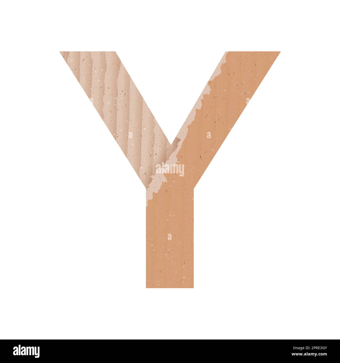 Letter Y of the English alphabet, gray paper cardboard texture on white ...
