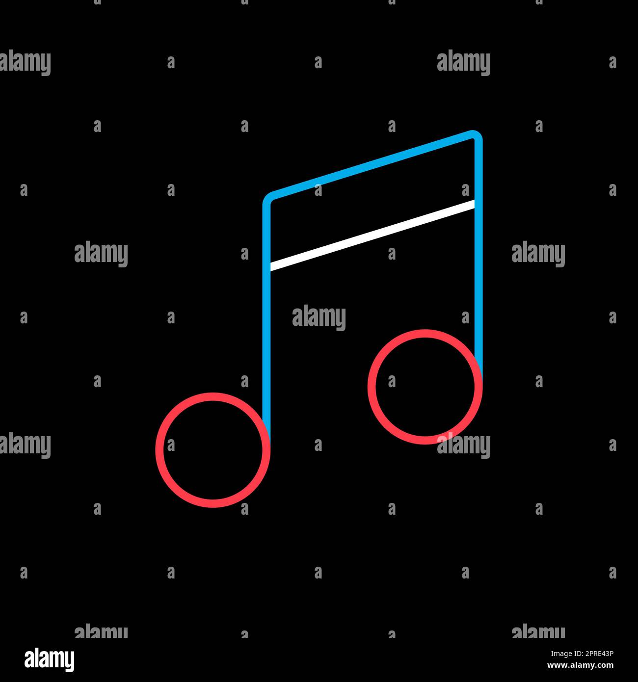 Music note flat vector on black background icon. Graph symbol for music ...