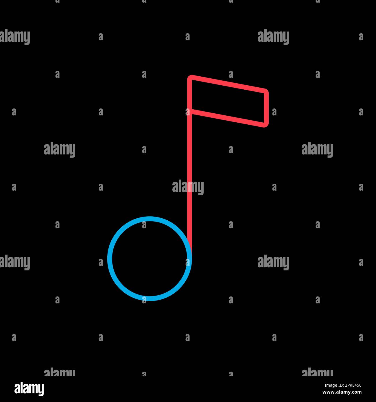 Music note flat vector on black background icon. Graph symbol for music ...