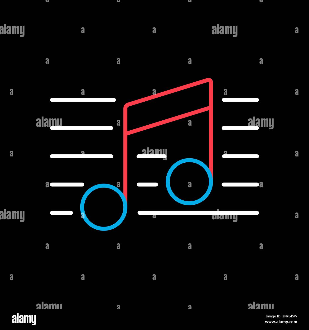 Stave and music notes vector on black background icon. Melody ...