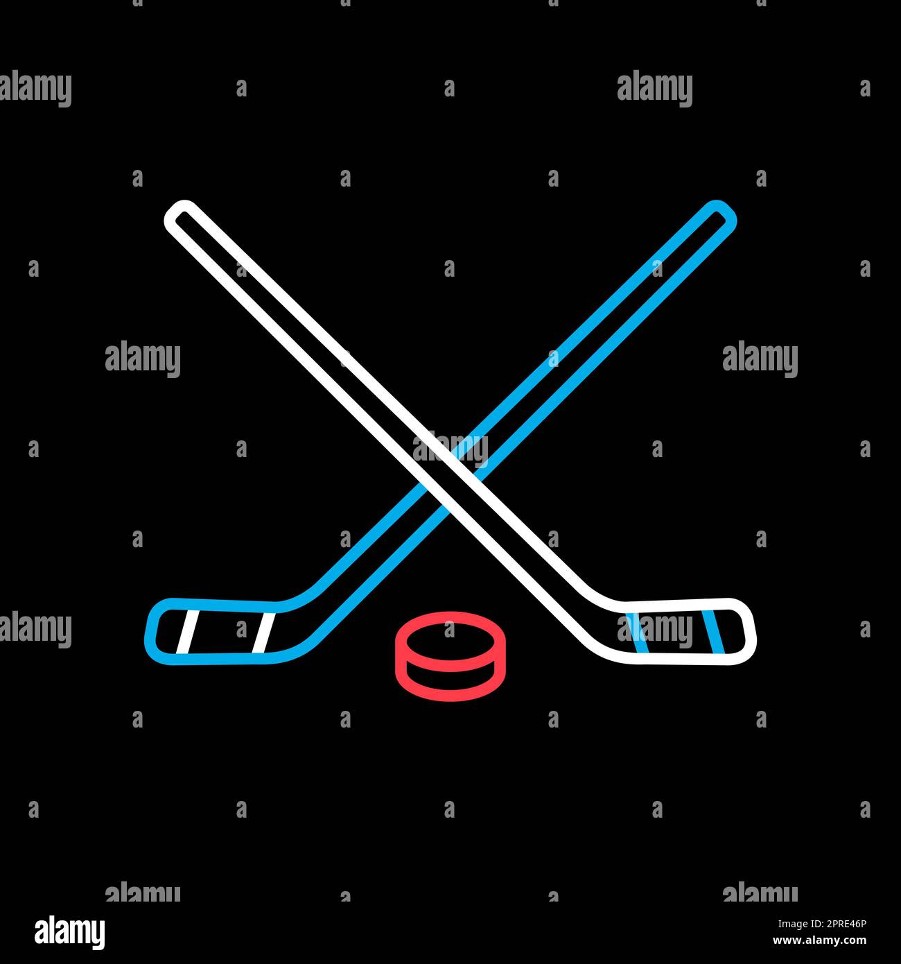 Ice Hockey Sticks and Puck vector isolated on black background icon ...