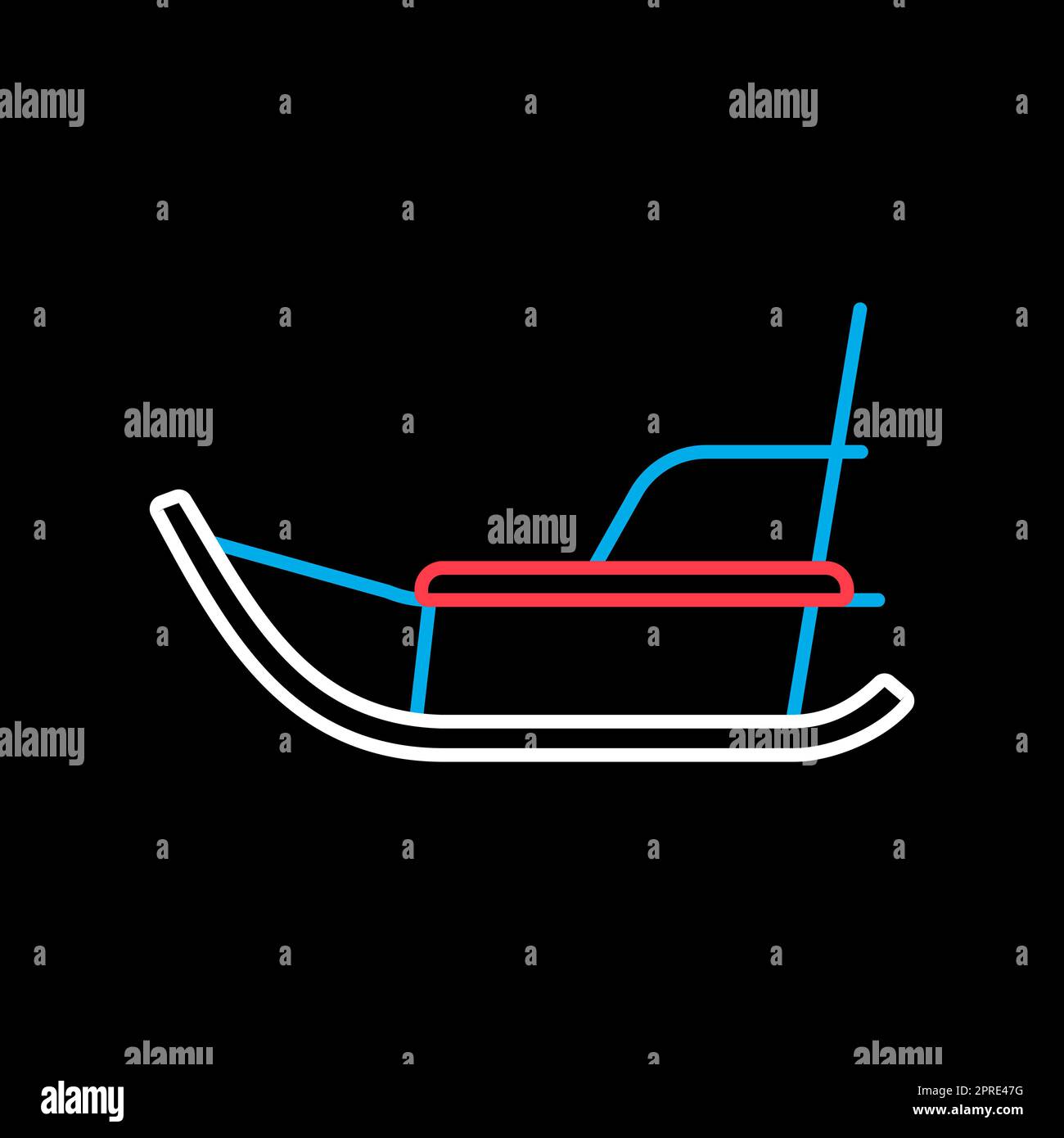Winter sled vector isolated on black background icon. Winter sign ...