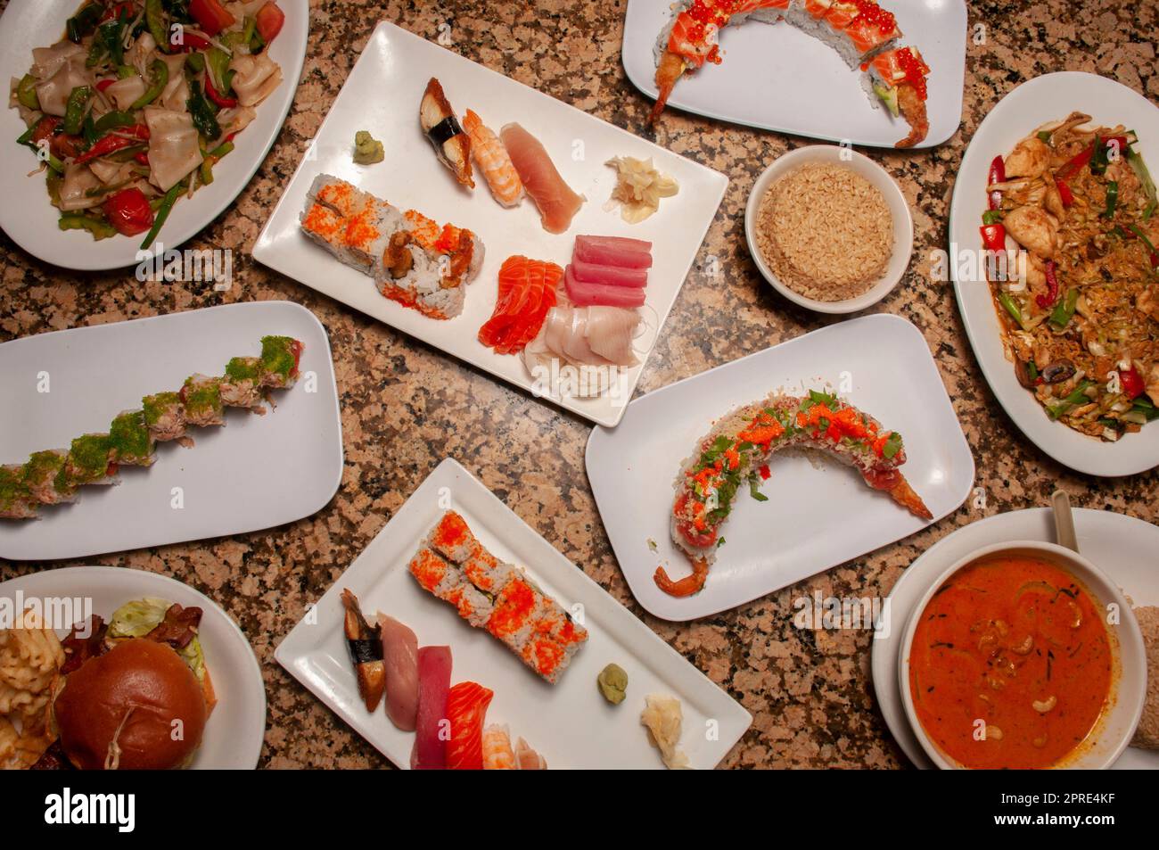 Traditional and authentic assortment of delicious Japanese foods Stock ...