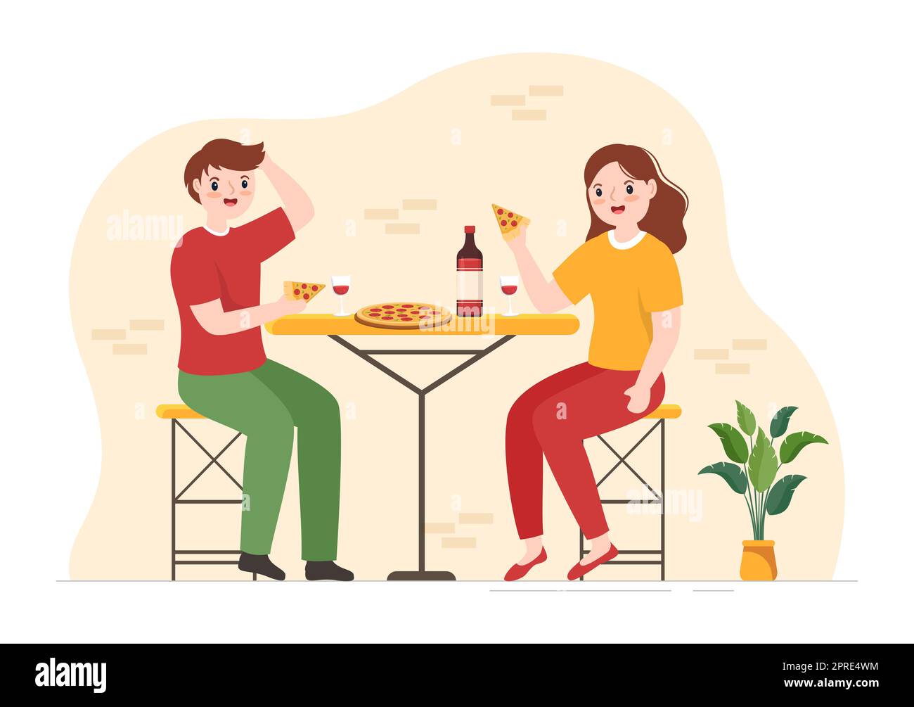 Italian Food Restaurant or Cafeteria with People Eating Traditional ...