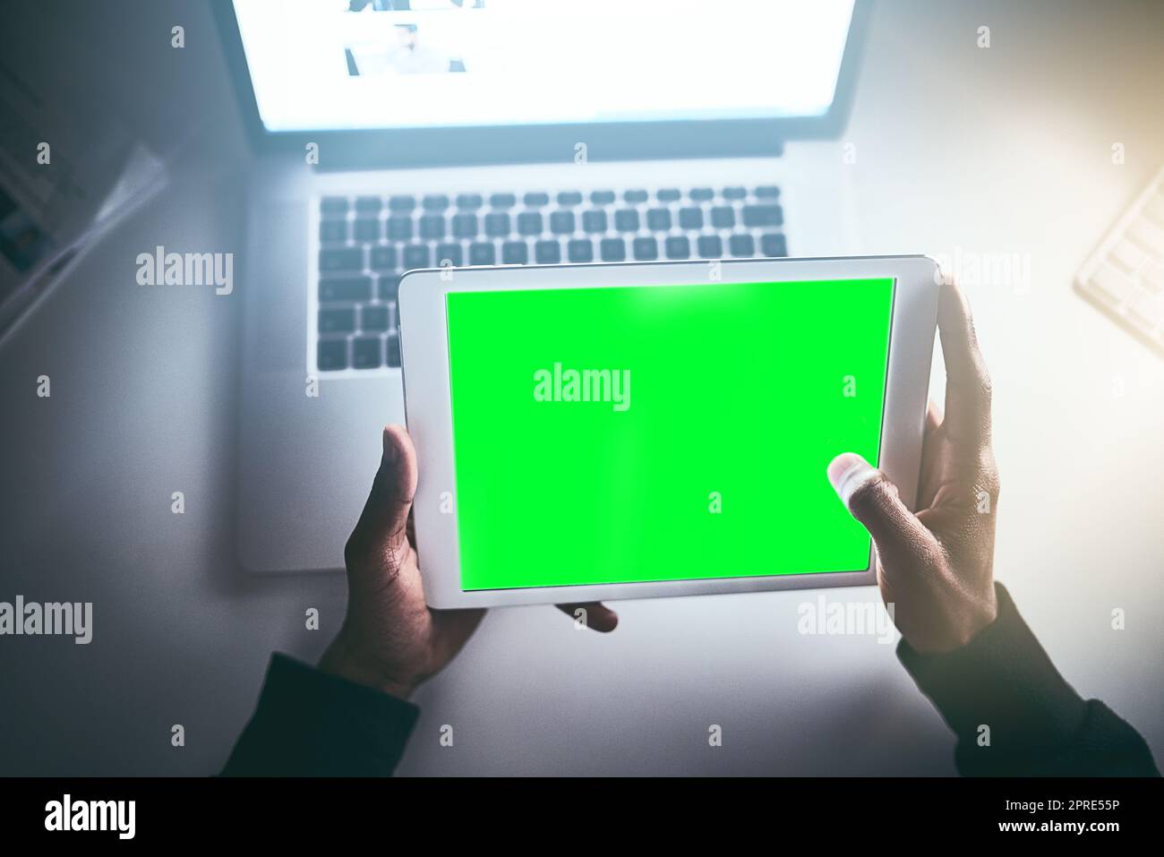 Wireless is the way to go. High angle shot of an unrecognizable man ...