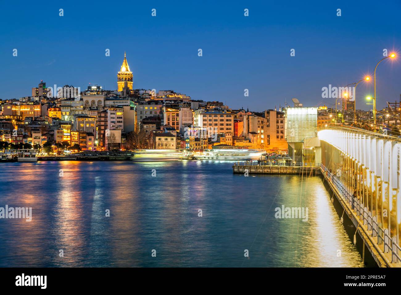 View of Beyoglu district with Galata Tower at twilight, Istanbul ...
