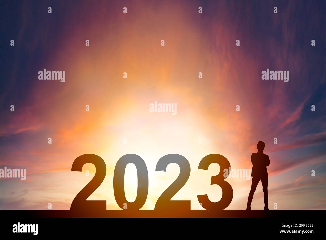 Business Concept for success in the future goal.Business man stand with ...