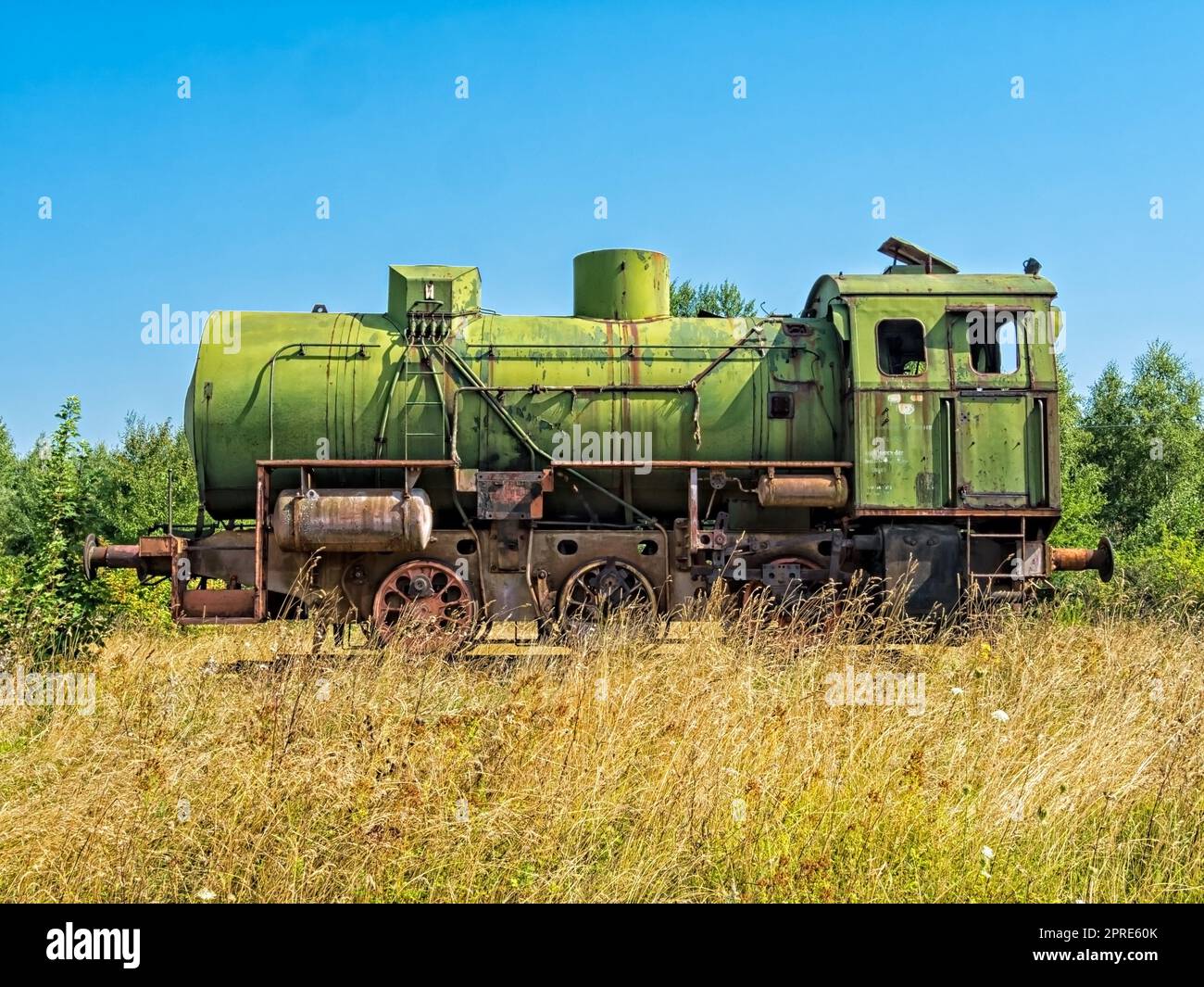Railroad Old shunting locomotive in the former lignite opencast mine ...