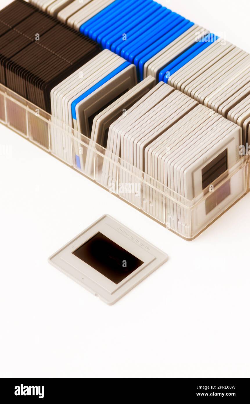 Slides in the slide mount in a stack Stock Photo - Alamy